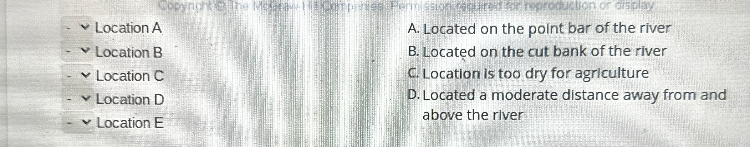 Solved Location A ﻿Location B ﻿Location C ﻿Location D - | Chegg.com