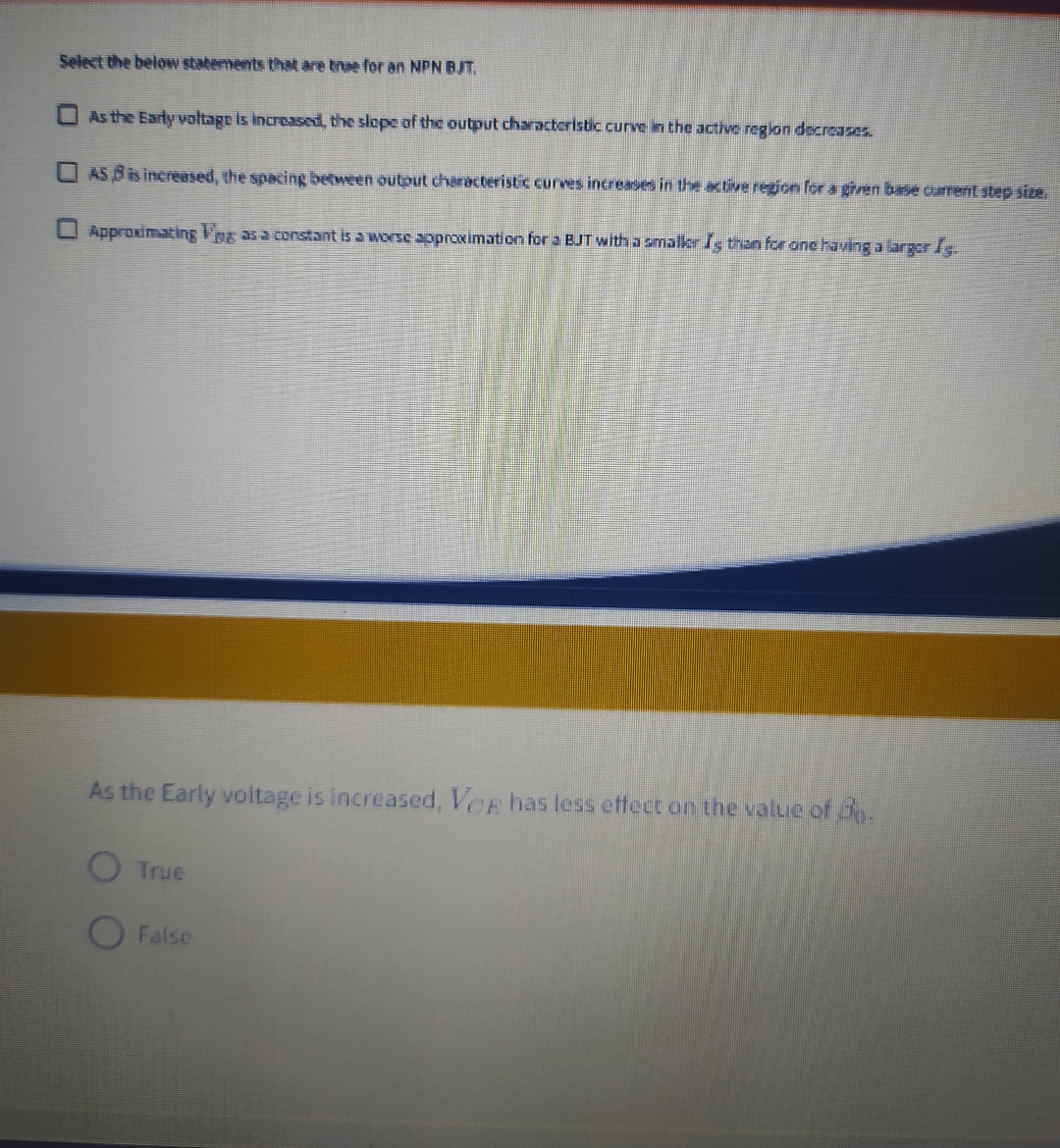 Solved Select the below statements that are thee for an NPN | Chegg.com