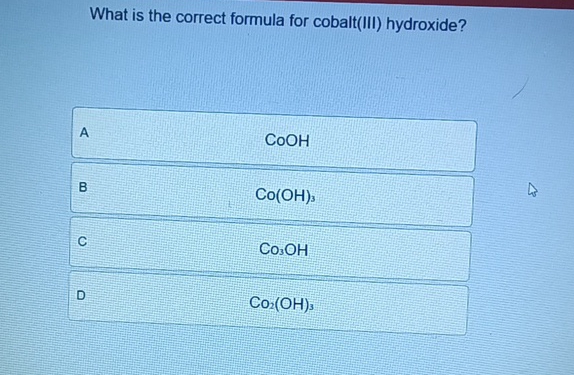 Solved What is the correct formula for cobalt(III) | Chegg.com