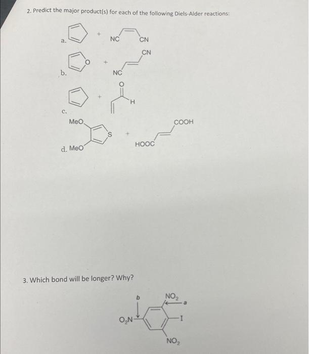 Solved 2. Predict the major product(s) for each of the | Chegg.com