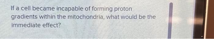 Solved If a cell became incapable of forming proton | Chegg.com