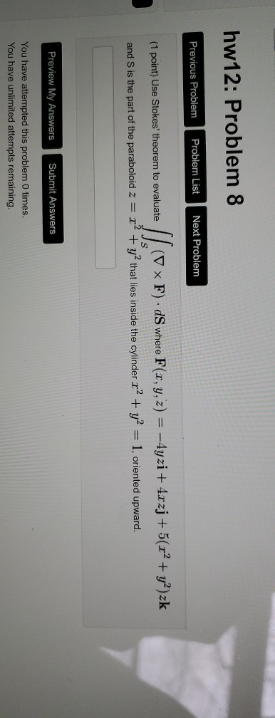 Solved hw12: Problem 8 Previous Problem Problem List Next | Chegg.com Solved hw12: Problem 8 Previous Problem Problem List Next | Chegg.com