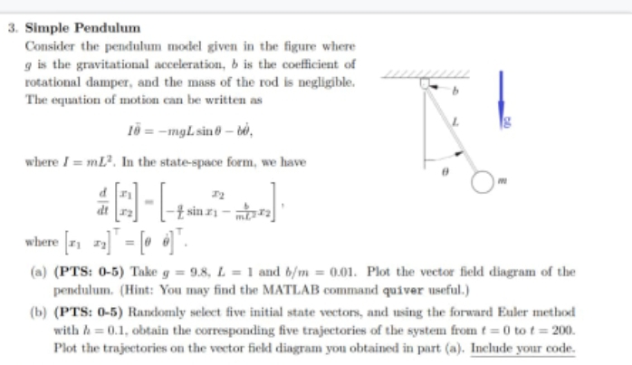 Solved Simple PendulumConsider the pendulum model given in | Chegg.com