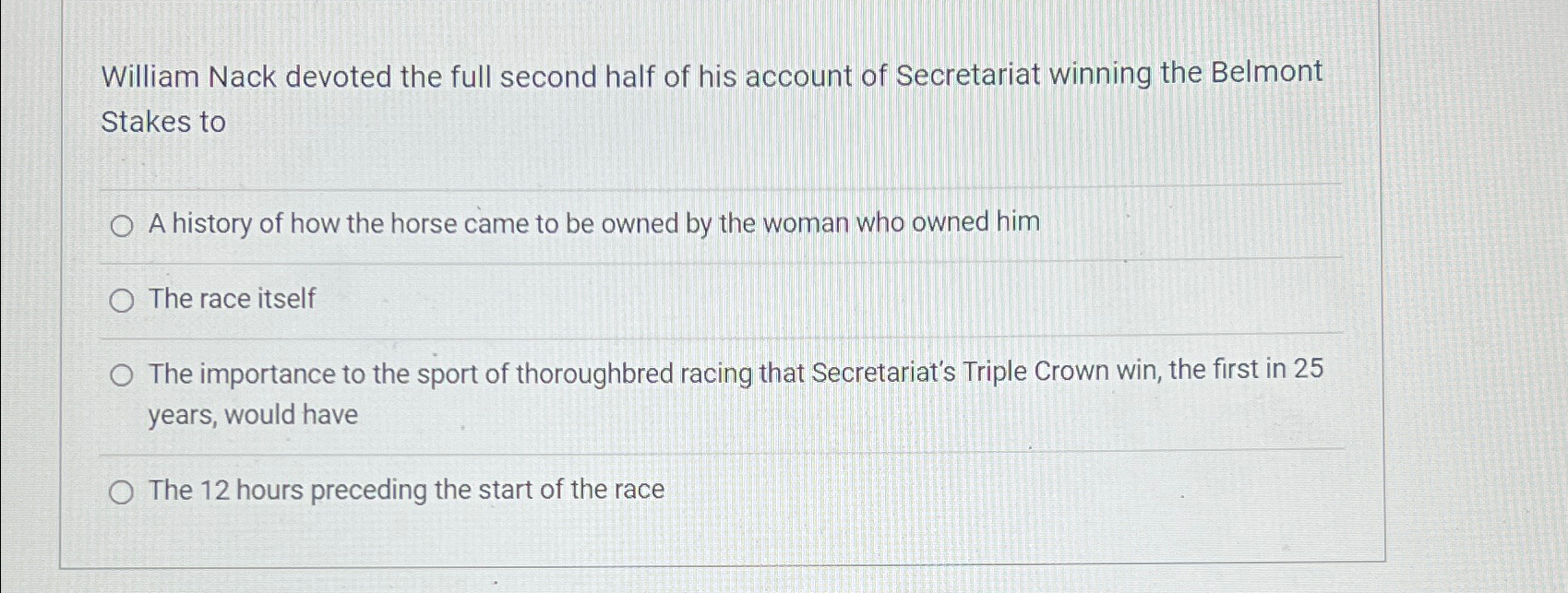 Solved William Nack devoted the full second half of his | Chegg.com