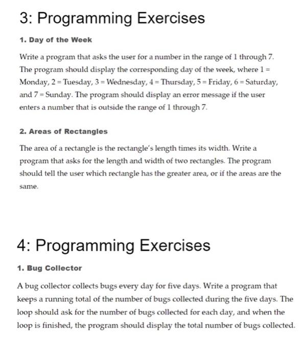 Solved 1. Day of the Week Write a program that asks the user | Chegg.com