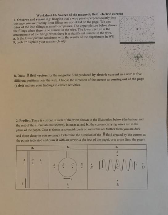 Solved Worksheet 10- Source of the magnetic field: electric | Chegg.com