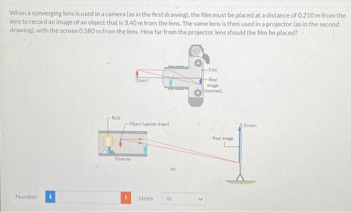 Solved When a converging lens is used in a camera (as in the | Chegg.com