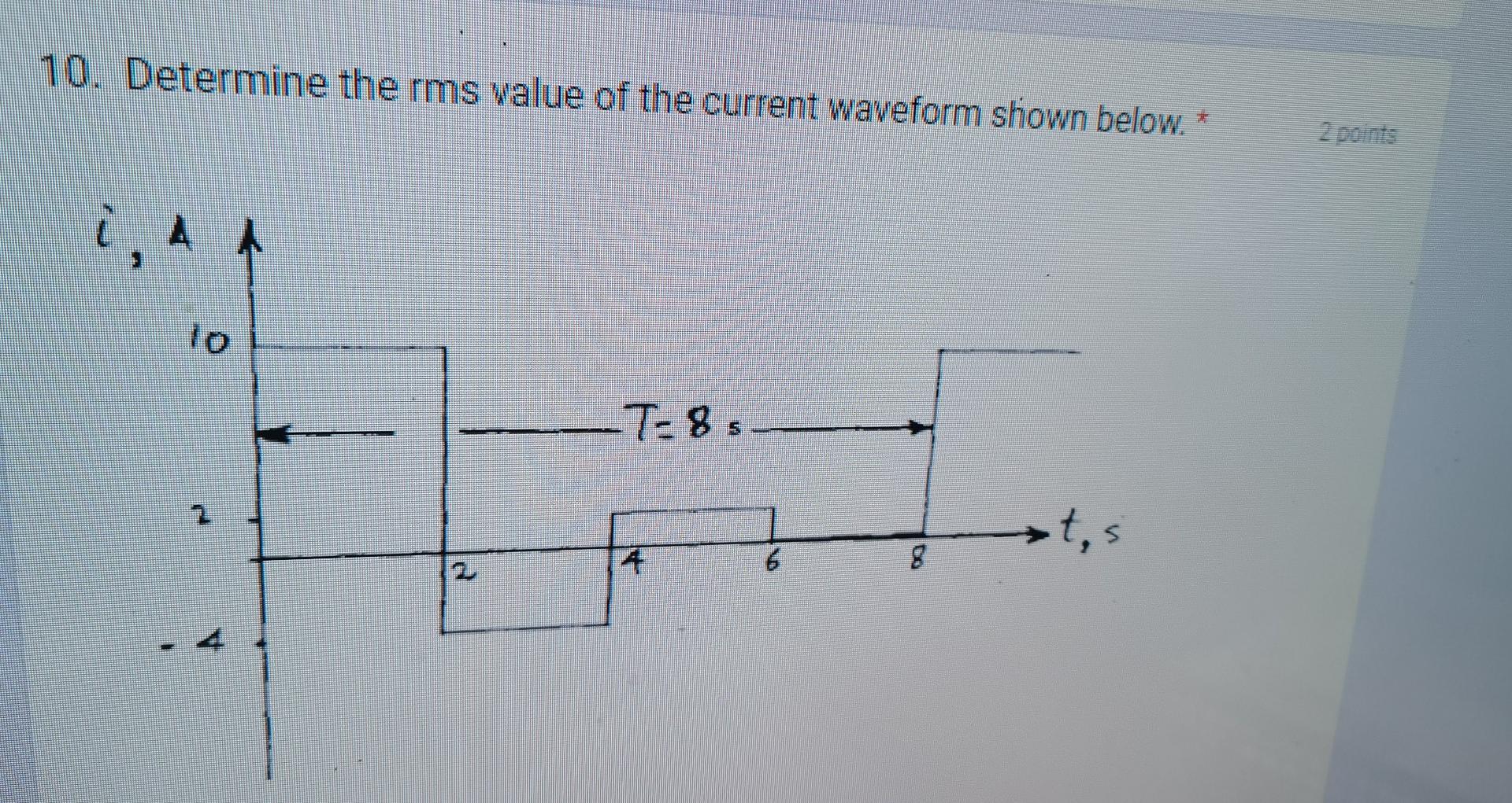 Solved Determine the rms value of the current waveform shown | Chegg.com