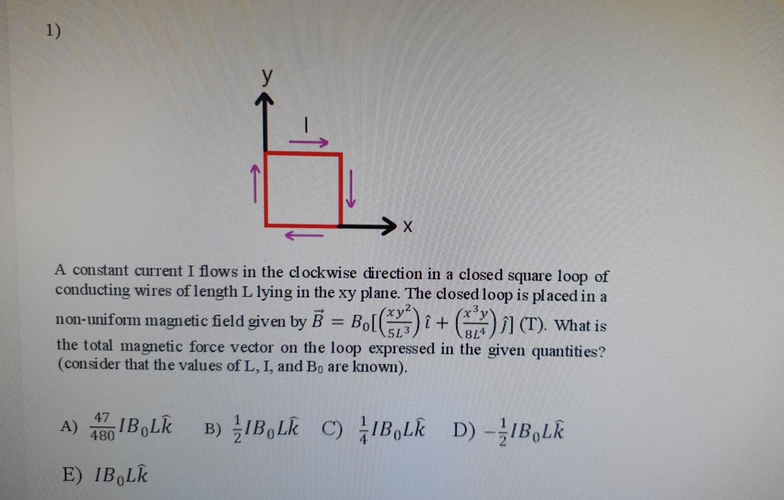 Solved 1 ) . X A constant current I flows in the clockwise | Chegg.com