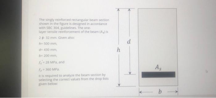 Solved The singly reinforced rectangular beam section shown | Chegg.com