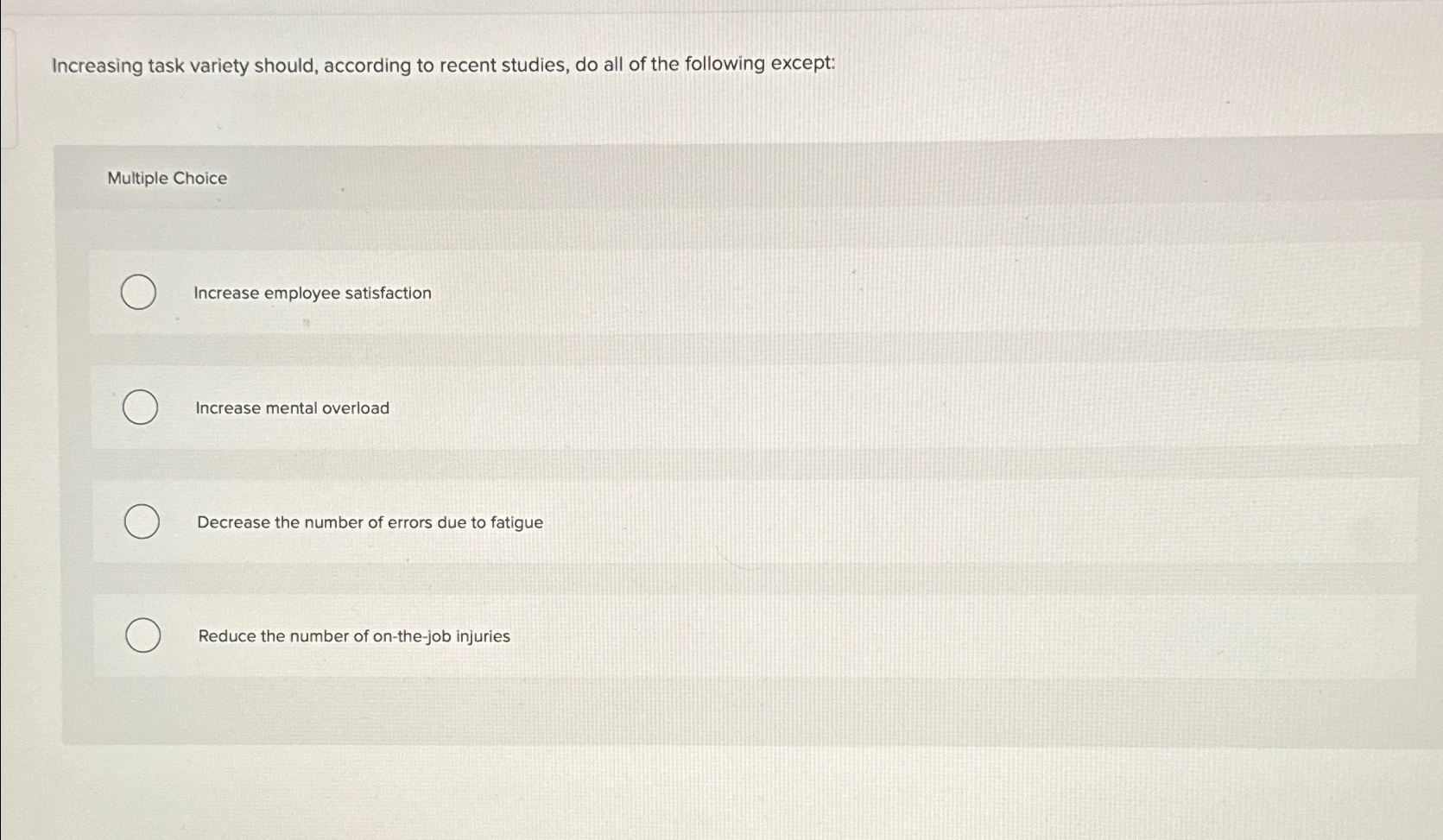 Solved Increasing task variety should, according to recent | Chegg.com