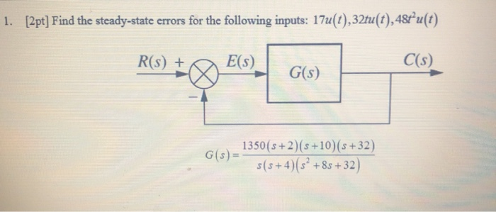 Solved 1 2pt Find The Steady State Errors For The