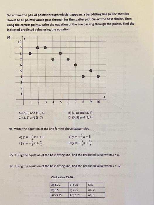 Solved Lesson 15.2 Line of Best Fit & Predictions Determine | Chegg.com