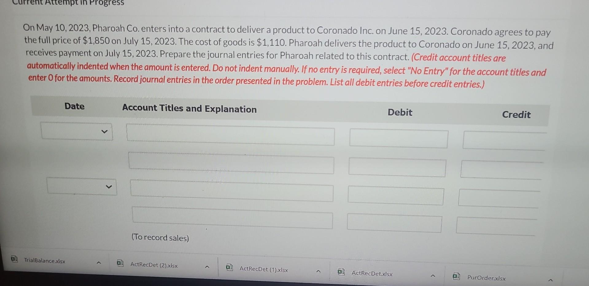 Solved On May 10, 2023, Pharoah Co. enters into a contract | Chegg.com