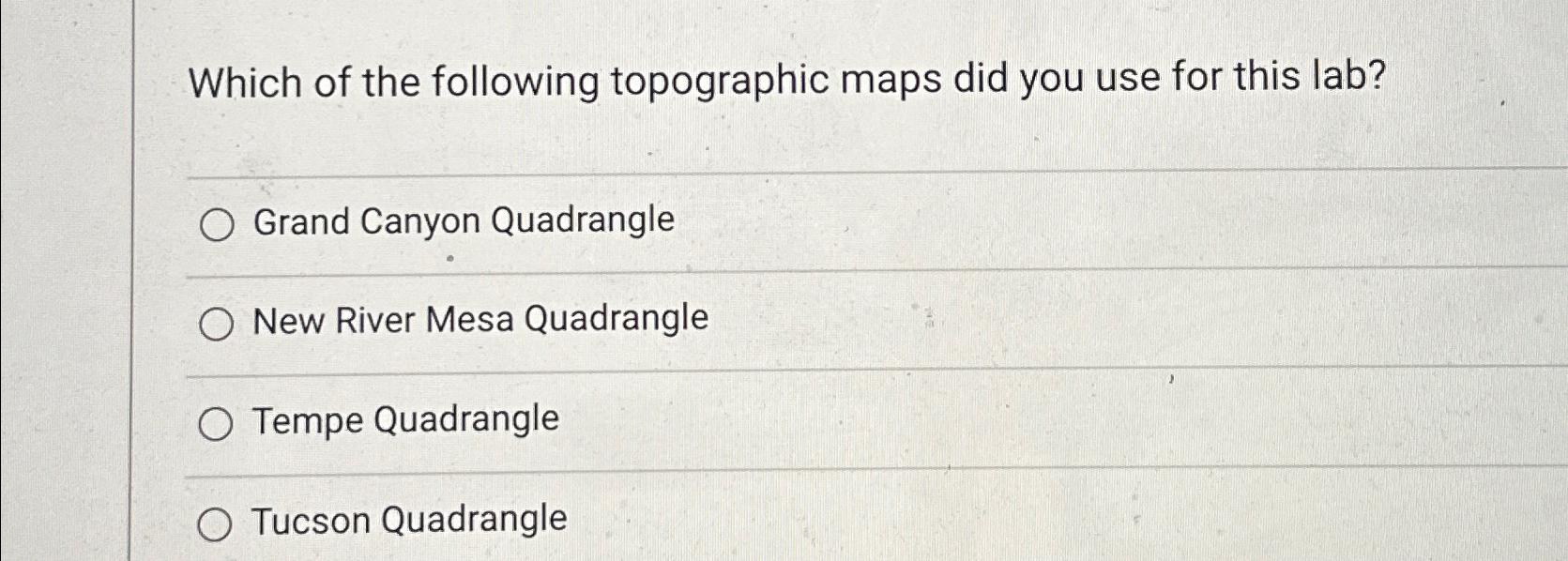 Solved Which of the following topographic maps did you use | Chegg.com