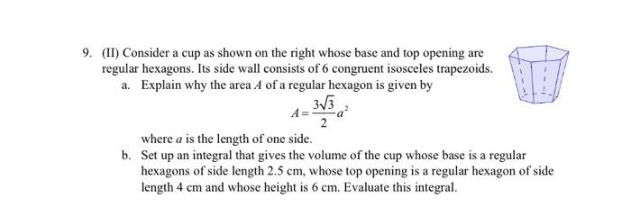 Solved 9. (II) Consider a cup as shown on the right whose | Chegg.com