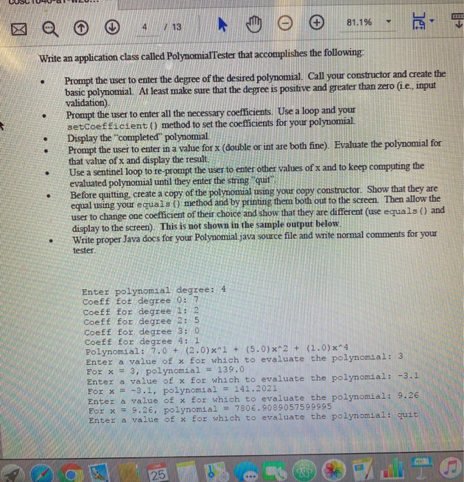 Solved Question 2. (Polynomial.java and | Chegg.com