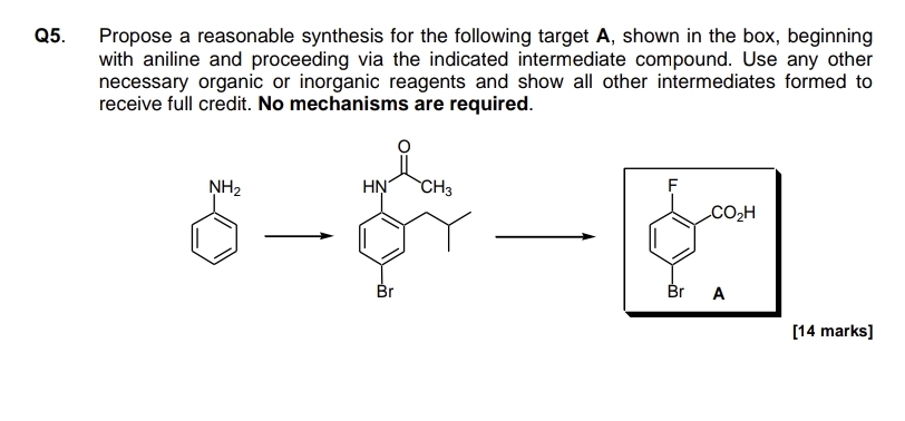 Solved Q5. ﻿Propose a reasonable synthesis for the following | Chegg.com