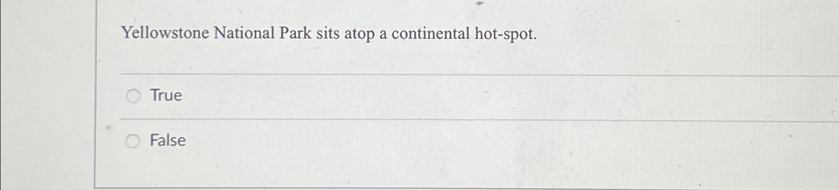Solved Yellowstone National Park sits atop a continental | Chegg.com
