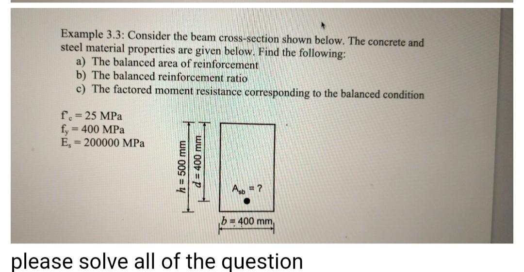 Solved Example 3.3: Consider the beam cross-section shown | Chegg.com
