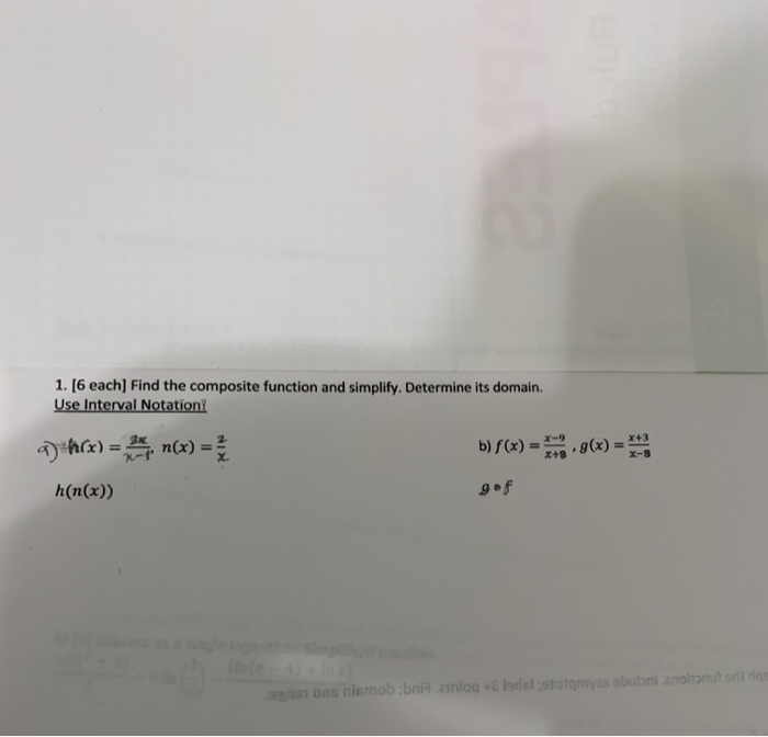 Solved 1. [6 each) Find the composite function and simplify. | Chegg.com