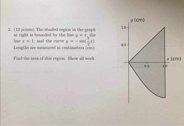 Solved 2. (12 points) The shaded region in the graph at | Chegg.com