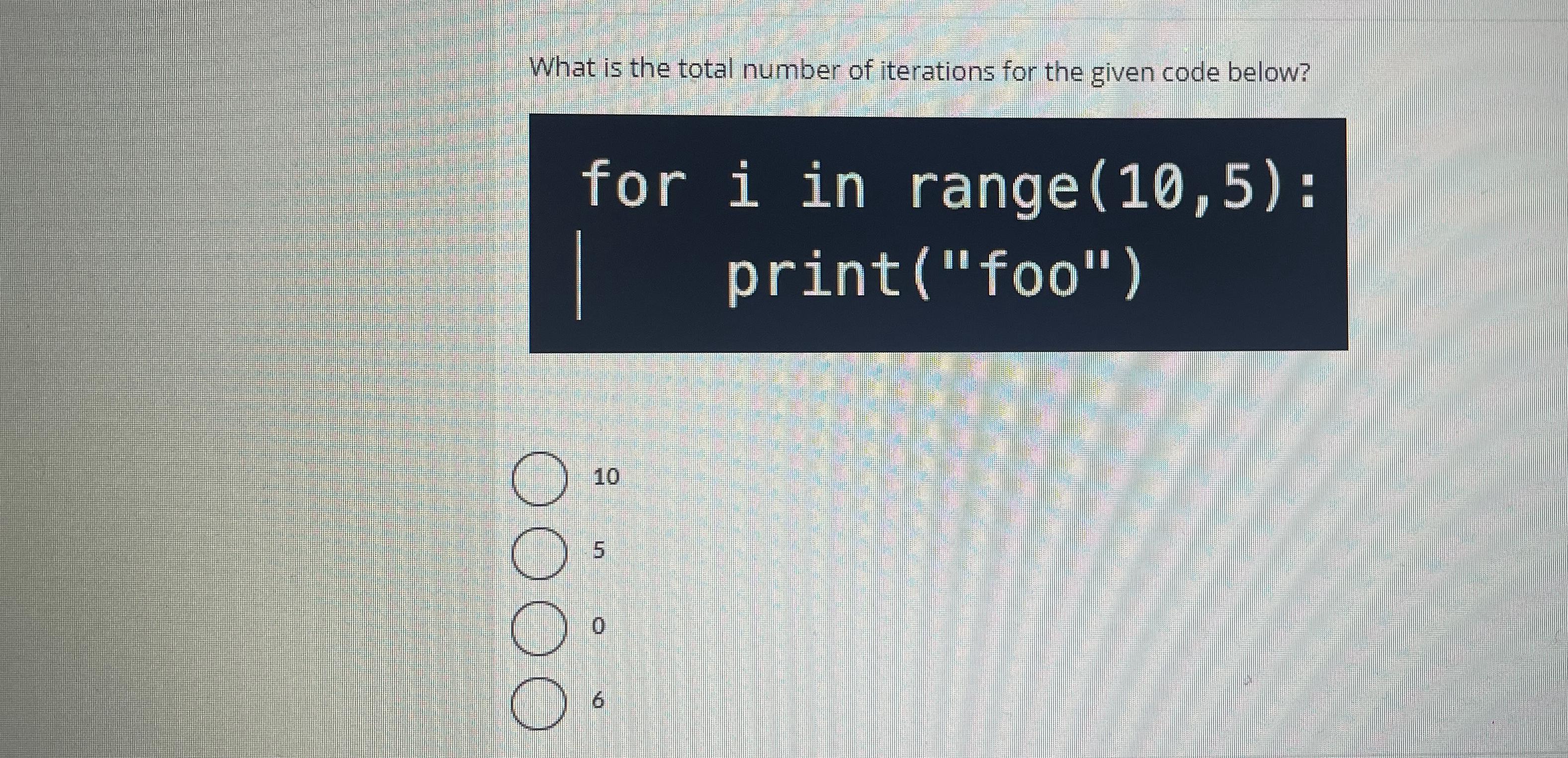 Solved What is the total number of iterations for the given | Chegg.com
