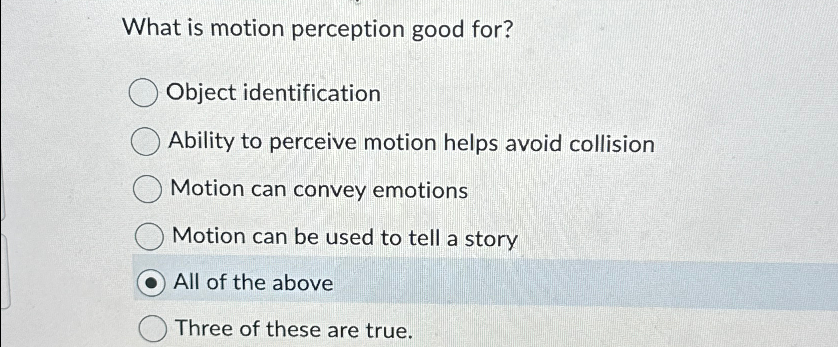 Solved What is motion perception good for?Object | Chegg.com