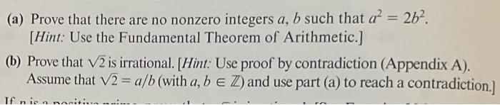 Solved (a) Prove that there are no nonzero integers a,b such | Chegg.com
