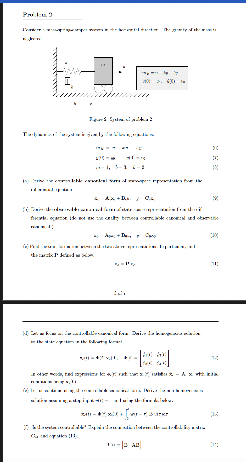 Problem 2consider A Mass Spring Damper System In The