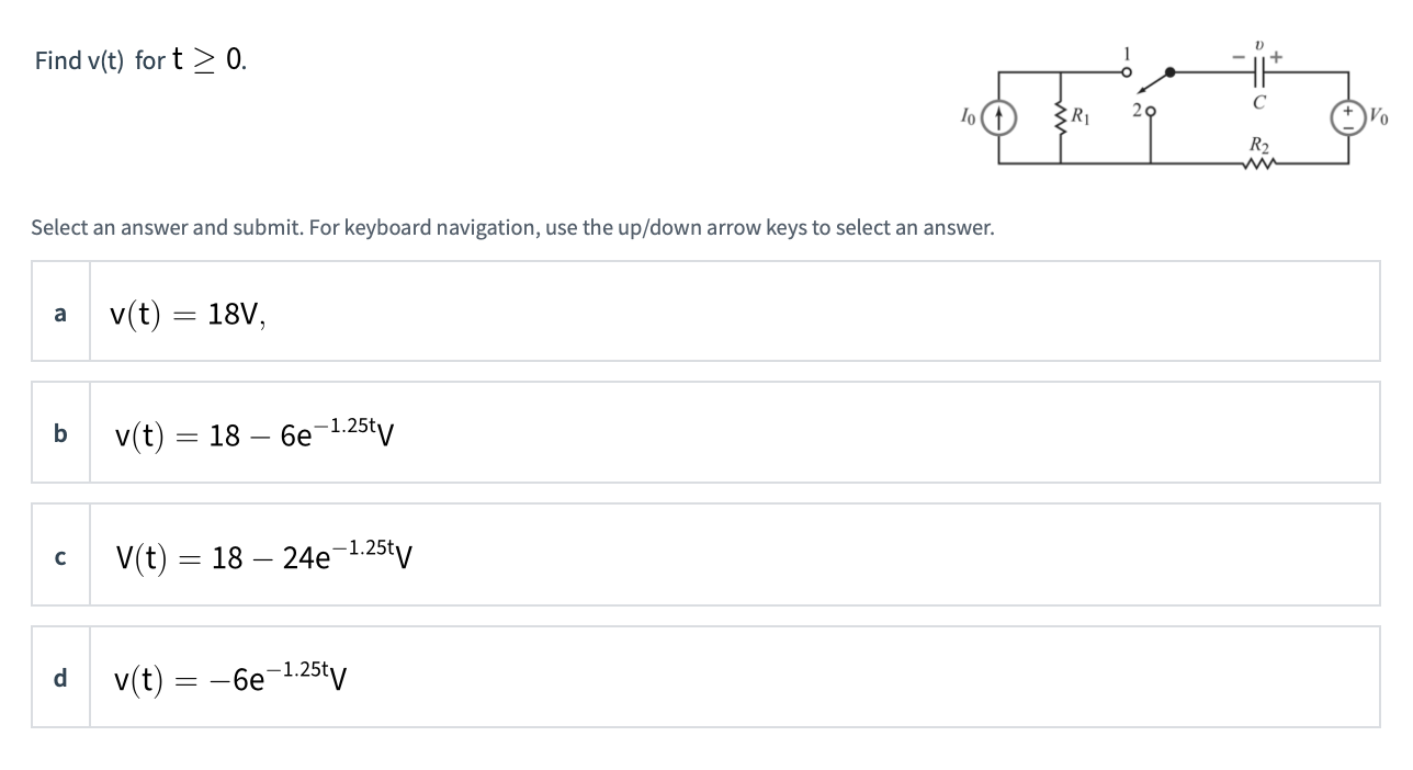 Solved Find v(t) ﻿for t≥0.Select an answer and submit. For | Chegg.com