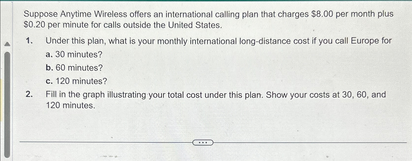 Solved Suppose Anytime Wireless offers an international | Chegg.com