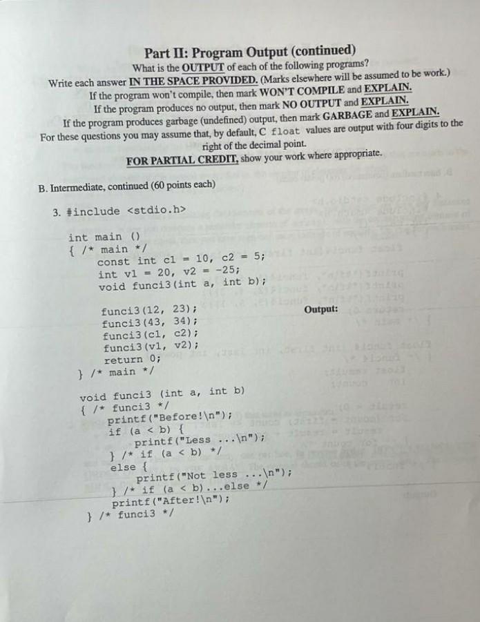 Solved Part II: Program Output (continued) What is the | Chegg.com