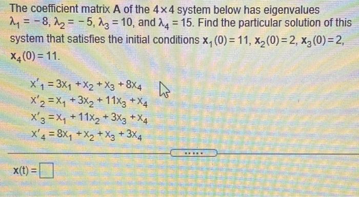 Solved The coefficient matrix A of the 4x4 system below has | Chegg.com