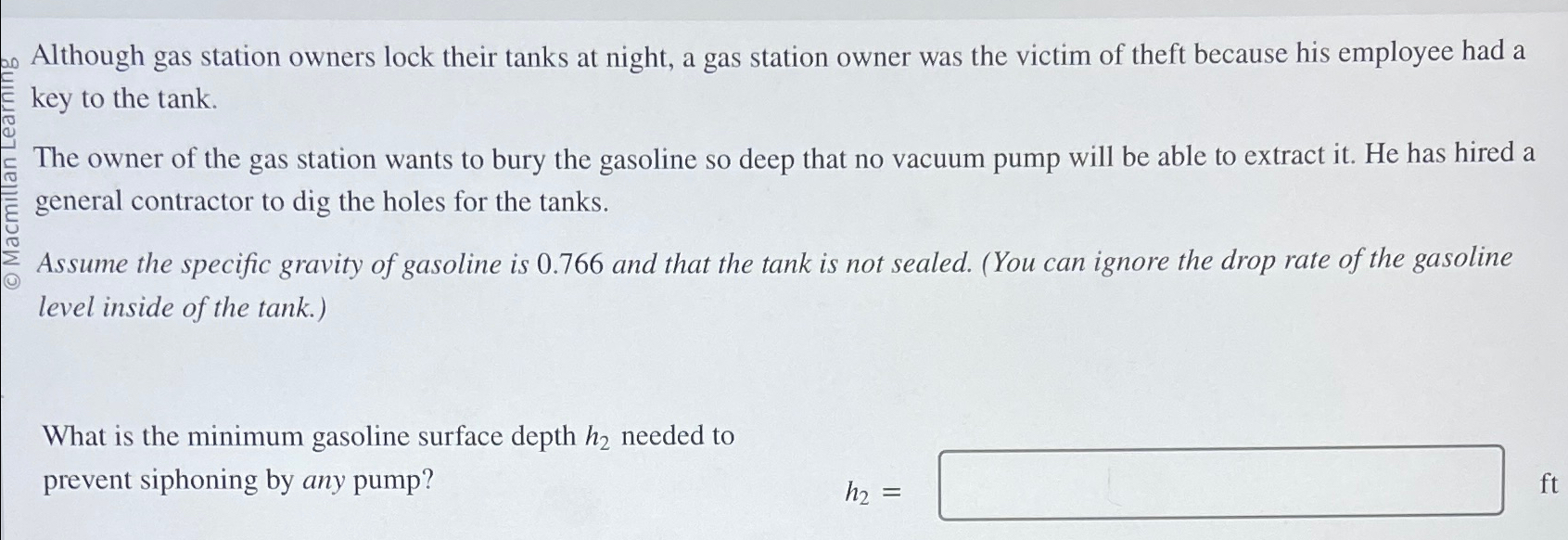 Solved Although gas station owners lock their tanks at | Chegg.com