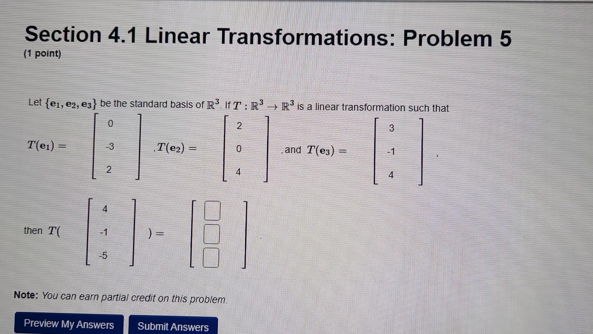 Solved Section 4.1 Linear Transformations: Problem 5 (1 | Chegg.com