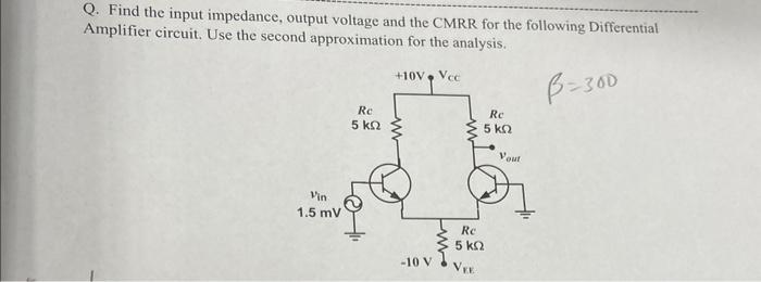Solved Q. Find the input impedance, output voltage and the | Chegg.com