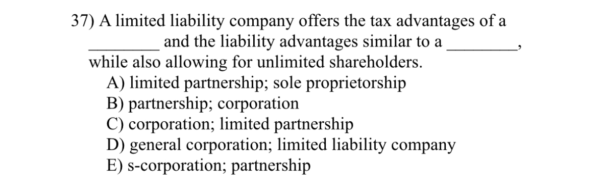 Solved A limited liability company offers the tax advantages | Chegg.com