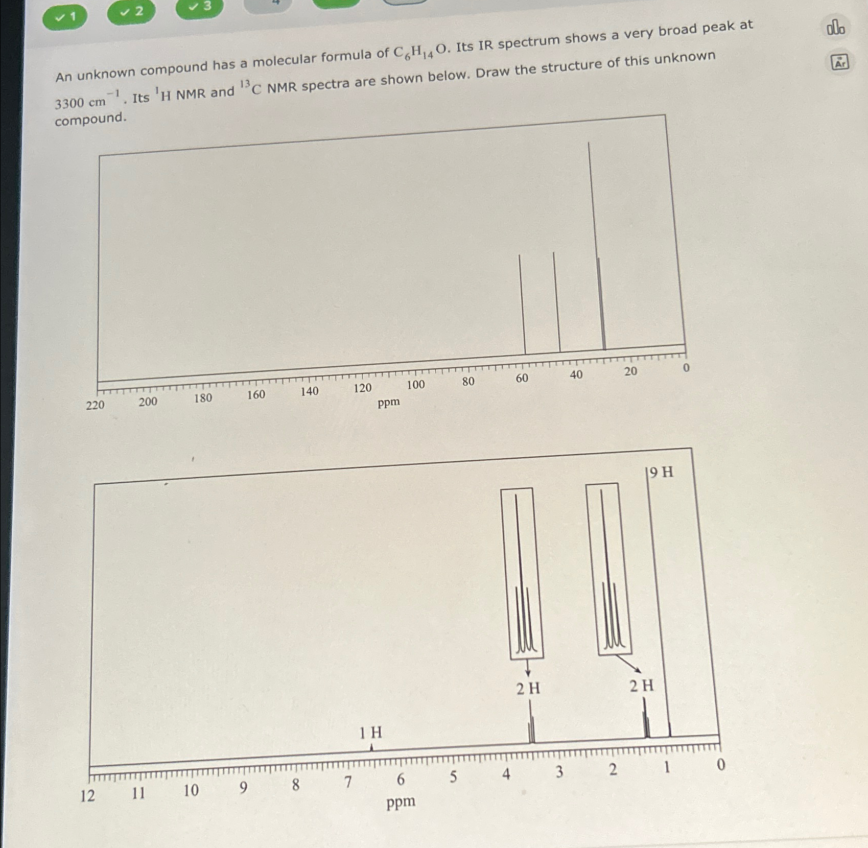 Solved 2An unknown compound has a molecular formula of | Chegg.com