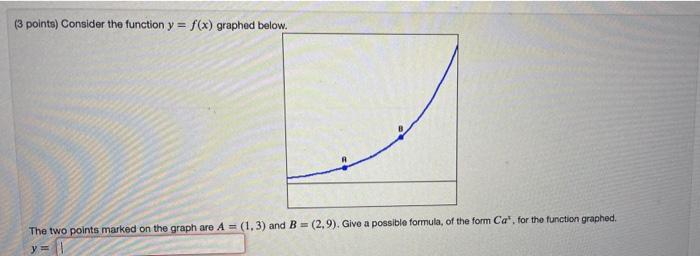 Solved (3 points) Consider the function y = f(x) graphed | Chegg.com