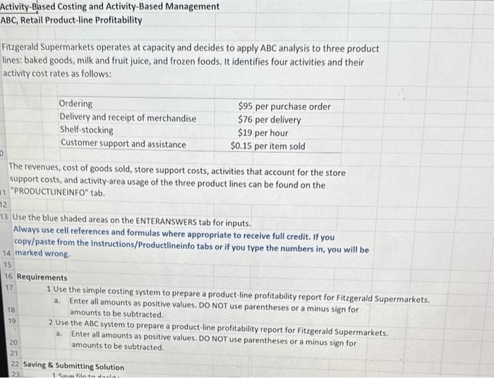 Solved Activity-Based Costing and Activity-Based Management | Chegg.com