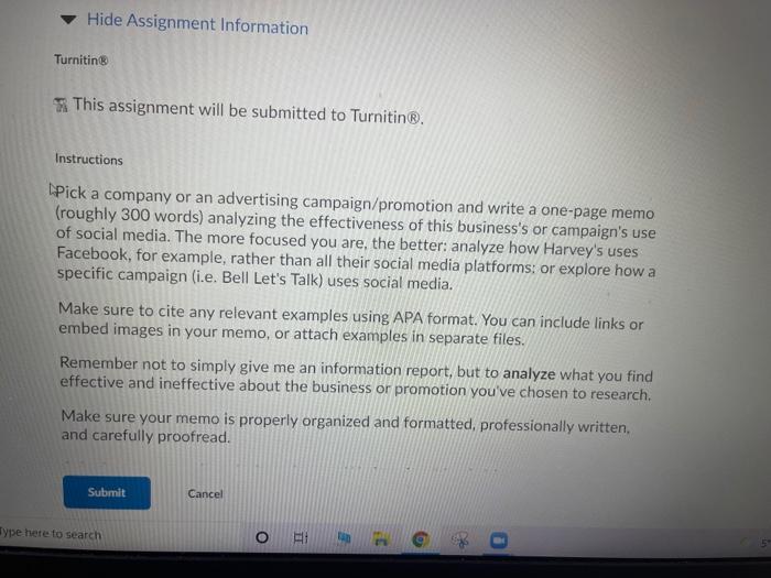 Solved Hide Assignment Information Turnitine This assignment | Chegg.com