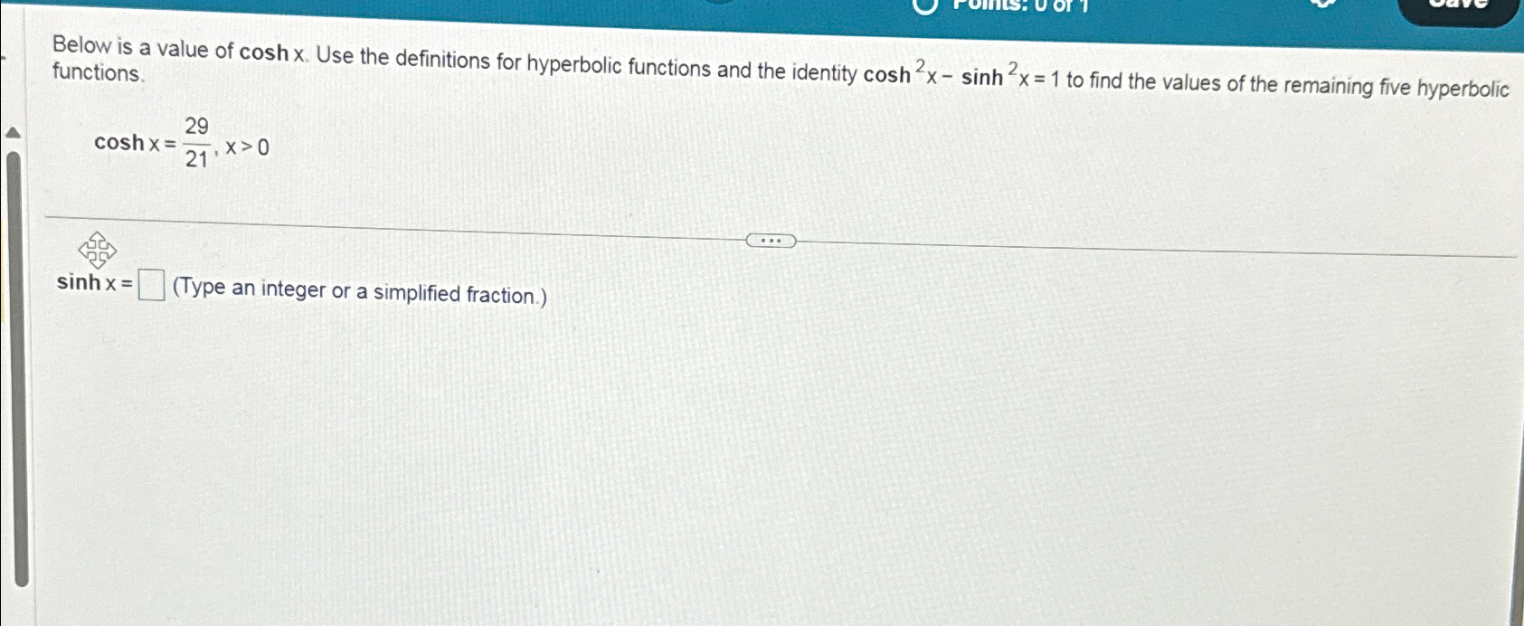 Solved Below is a value of coshx. ﻿Use the definitions for | Chegg.com