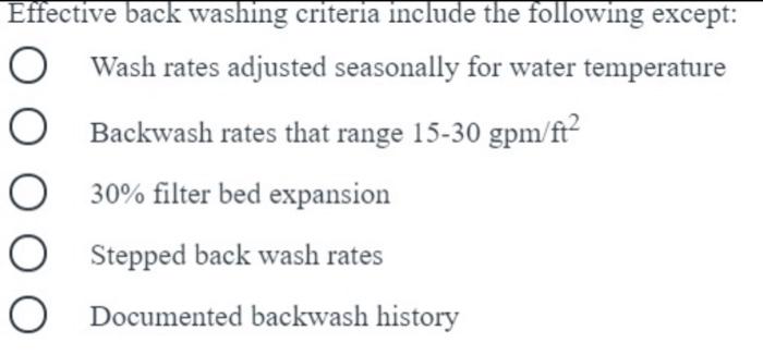 Solved The following are components of direct filtration | Chegg.com