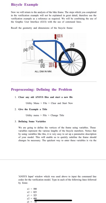 Bicycle Example Now we will return to the analysis of | Chegg.com