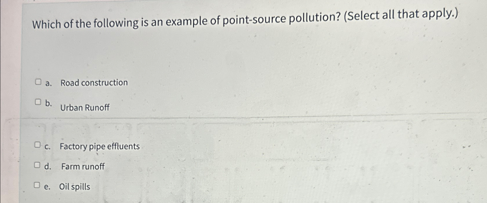 Solved Which of the following is an example of point-source | Chegg.com