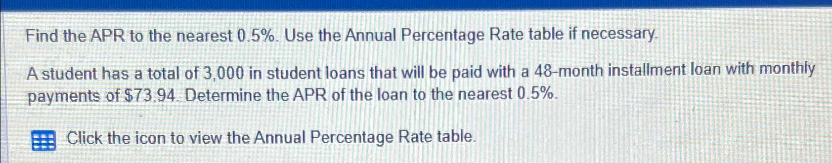Solved Find the APR to the nearest 0.5%. ﻿Use the Annual | Chegg.com