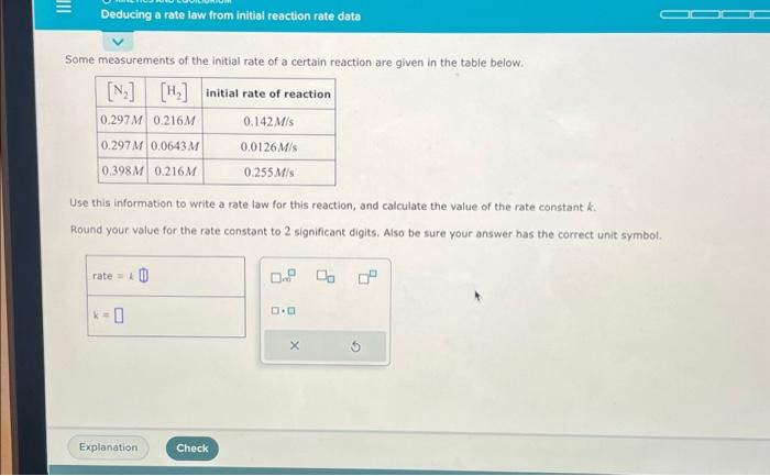 Solved ||| Deducing a rate law from initial reaction rate | Chegg.com