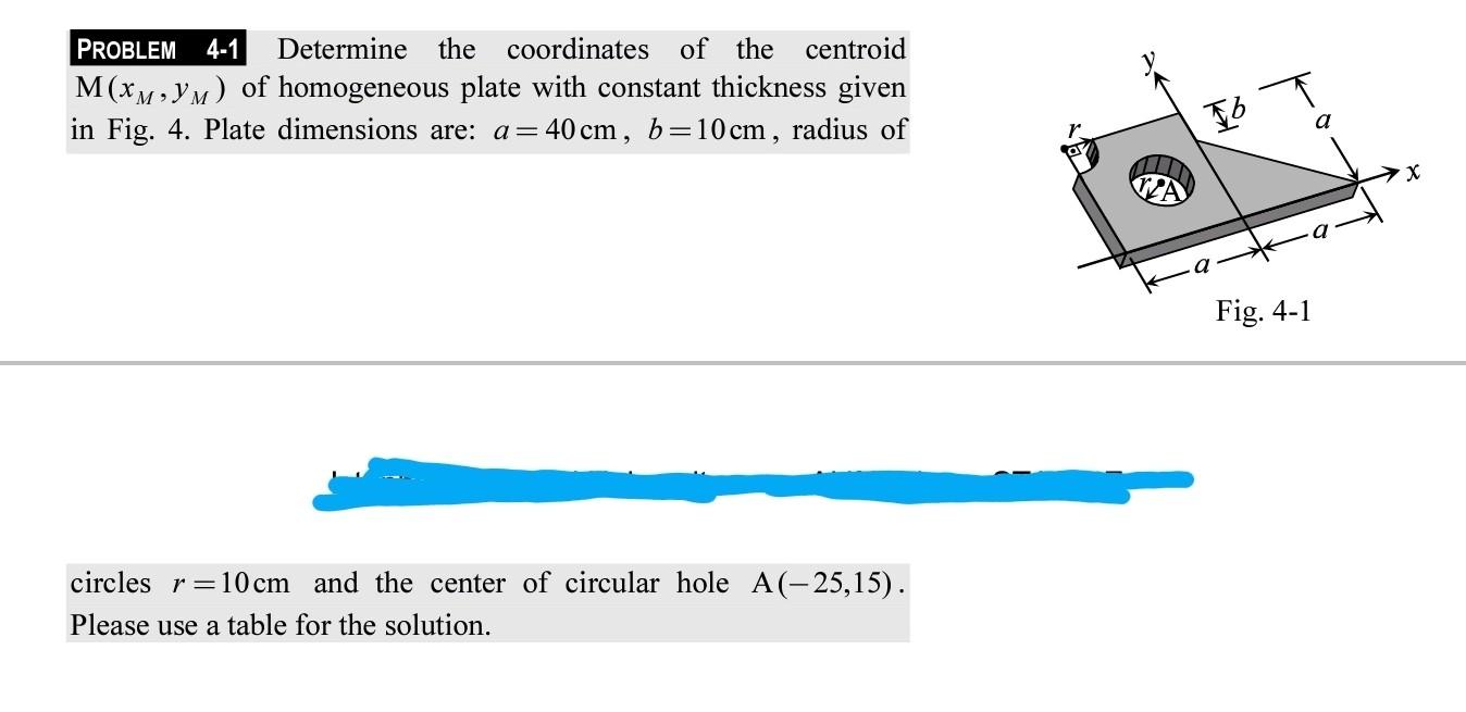 Solved Problem 4-1 Determine the coordinates of the centroid | Chegg.com