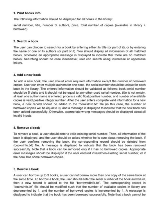 Solved Library Management System A. Description The | Chegg.com